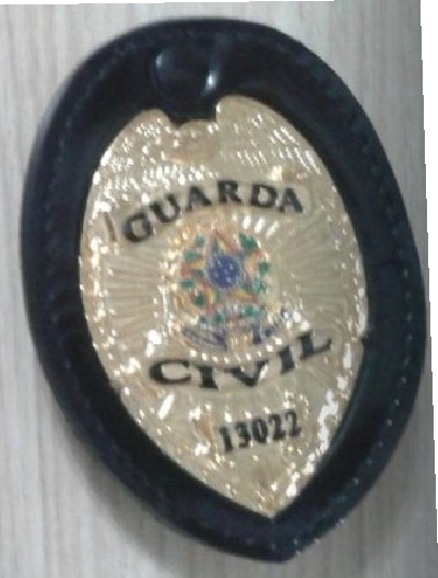 DISTINTIVO EM COURO COM BRASÃO DE GUARDA CIVIL