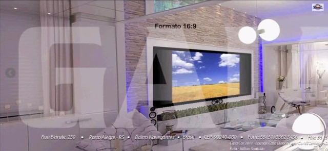 Tela Plana Fixa Motorizada Banner Vertical c/ 02 Formatos 2.35:1 16:9 ...
