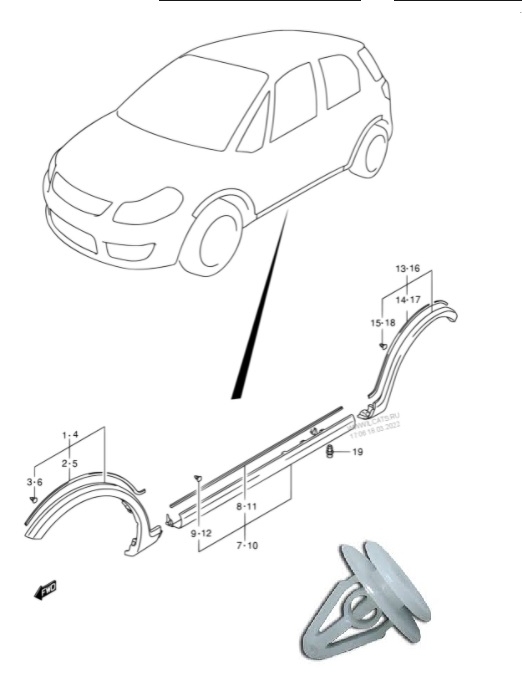 presilha do friso lateral suzuki jimny suzuki sx4