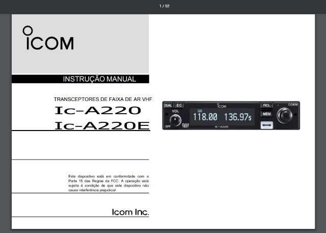 Manual Em Português Do Rádio Icom Ic-A220