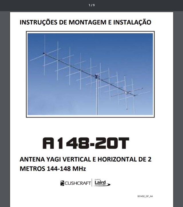 Manual Em Português Da Antena Cushcraft A148-20t