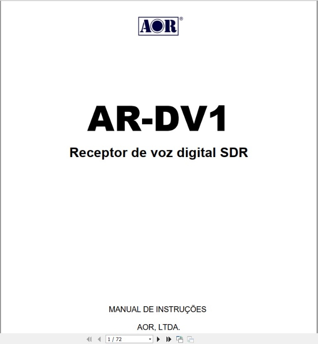 MANUAL EM PORTUGUÊS DO Receptor AOR AR-DV1