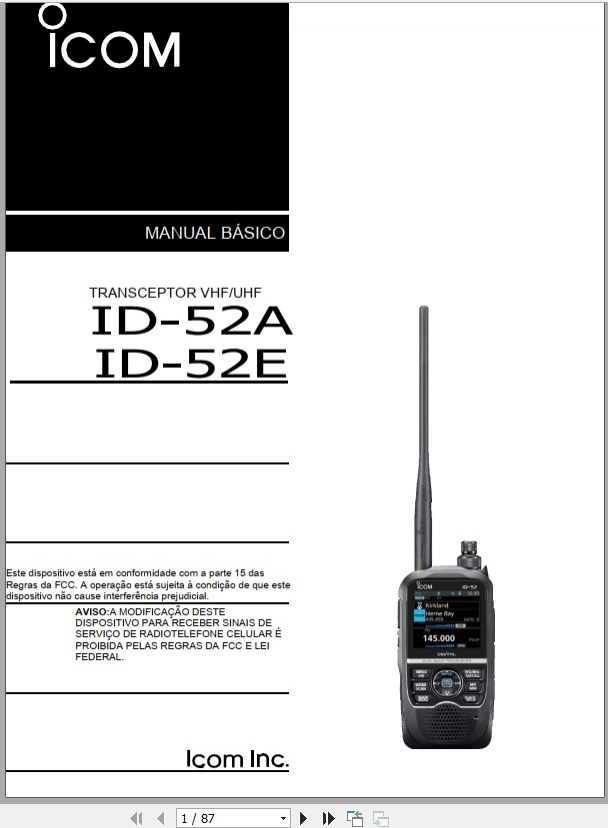 MANUAL EM PORTUGUÊS DO RÁDIO ICOM ID-52A