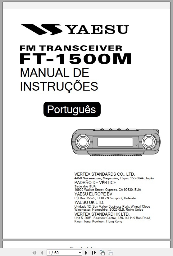 MANUAL EM PORTUGUÊS DO RÁDIO YAESU FT-1500M